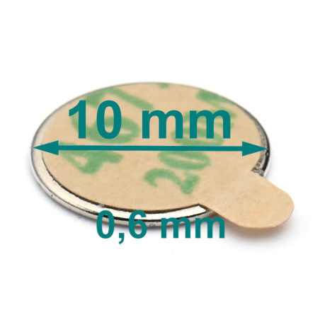 Cienki magnes samoprzylepny 10x0,6